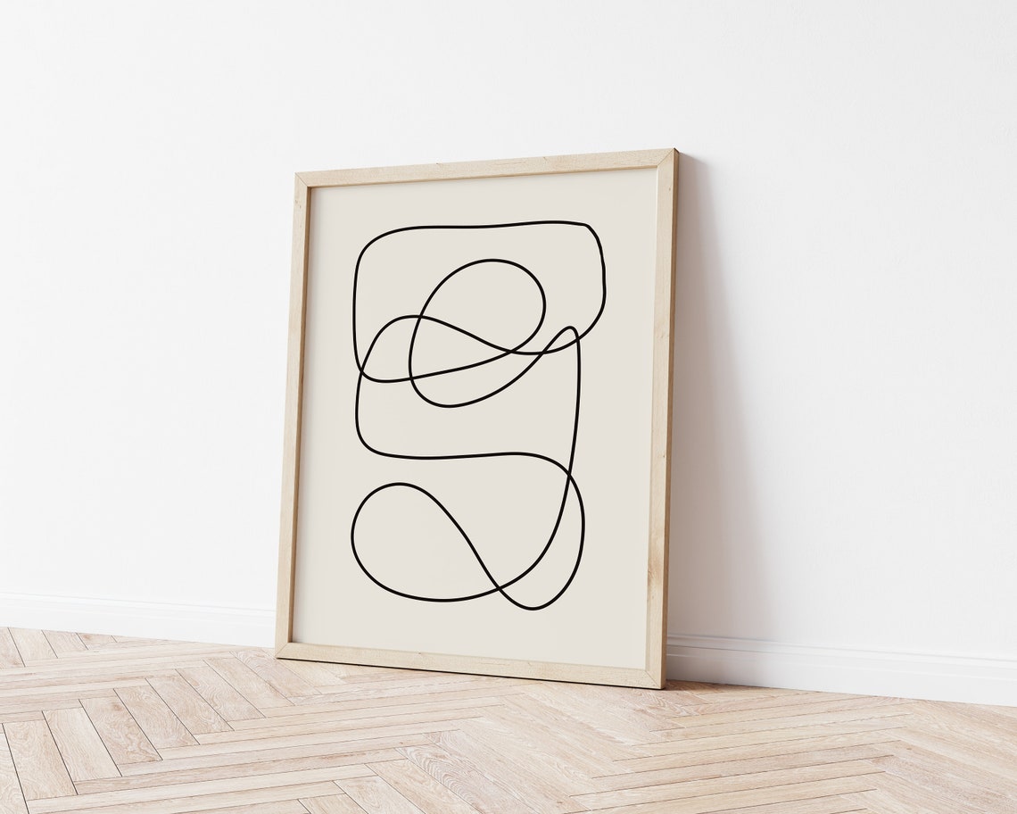 Abstract line drawing Print Neutral Wall art One Line | Etsy
