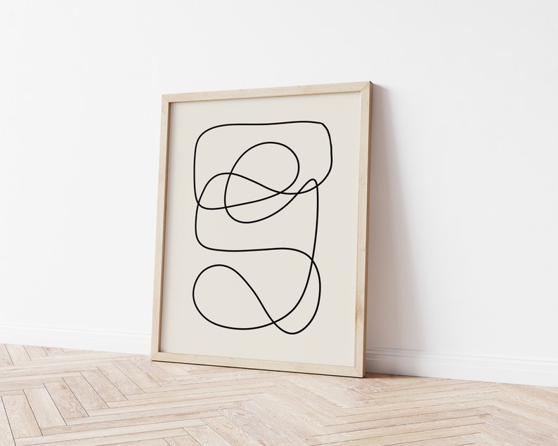Abstract Line Drawing Print Neutral Wall Art One Line - Etsy