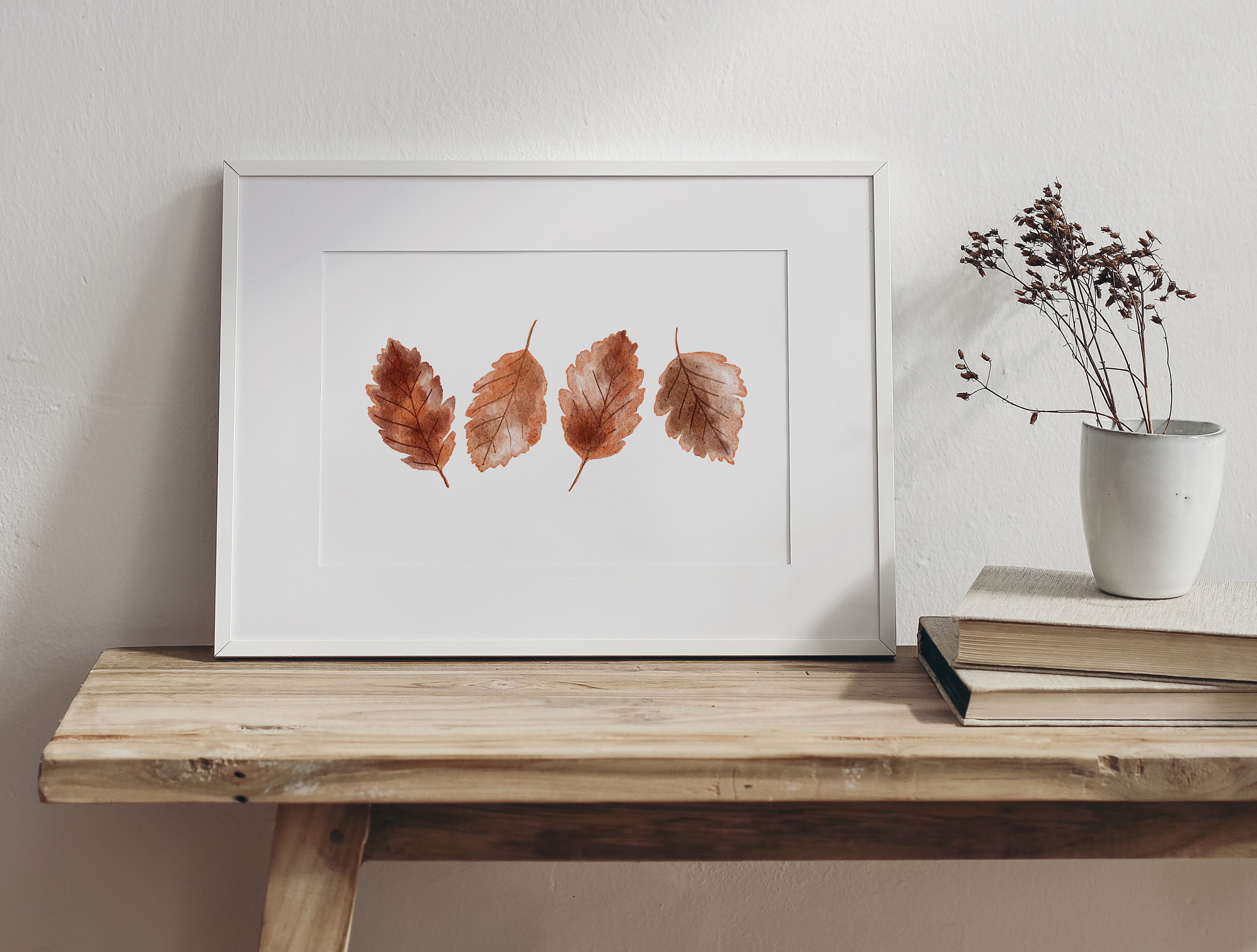Fall Leaves Printable Art, Fall Decor, Fall Print, Rustic Print, Brown ...