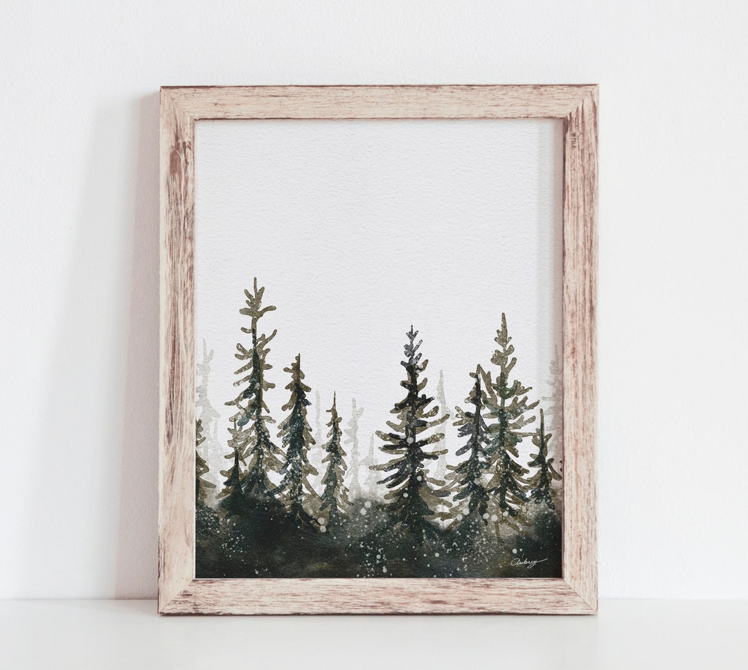 Winter Forest Print Winter Printable Wall Art Christmas - Etsy