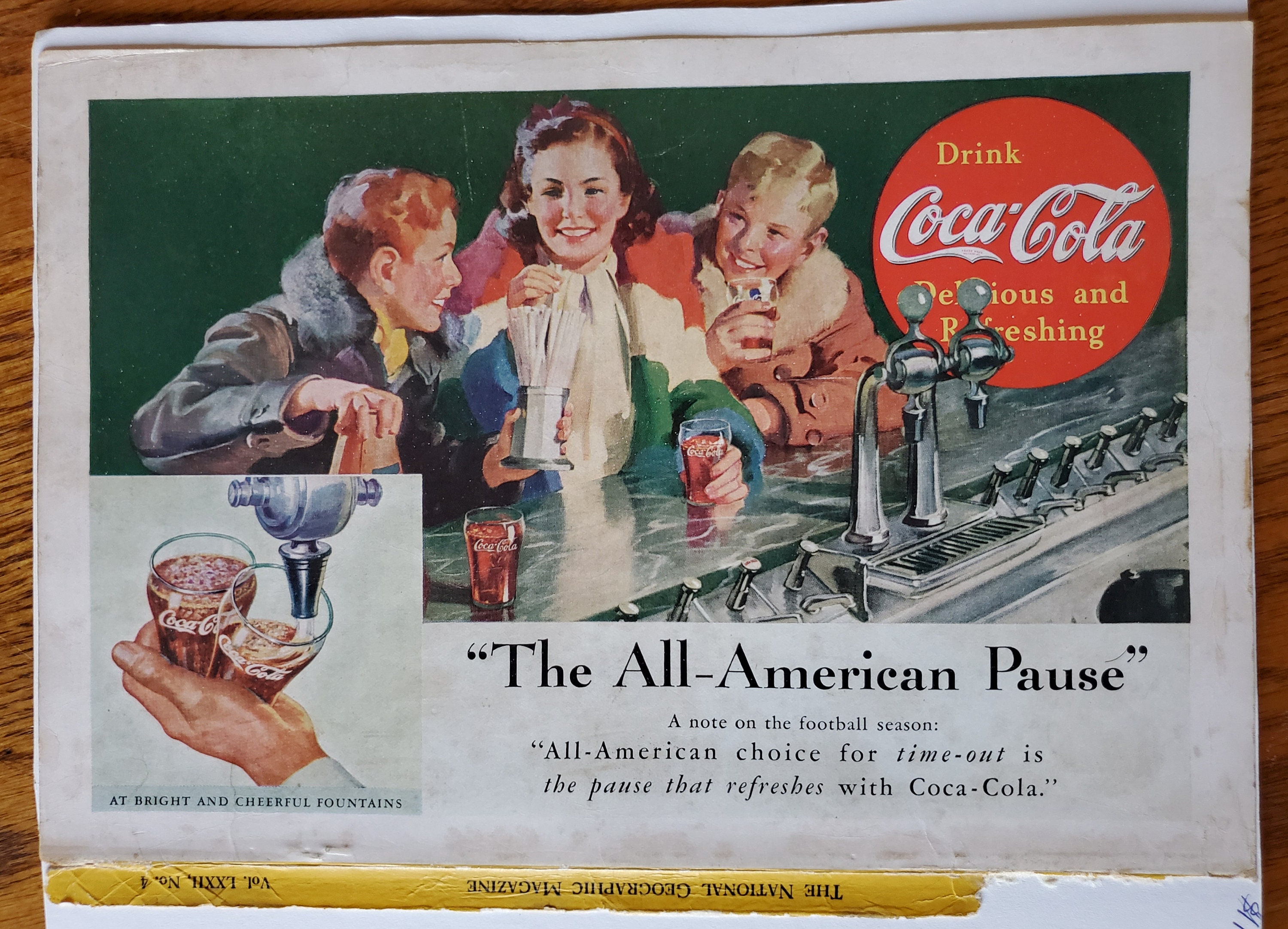 Coca-cola Coke Ad the All American Pause Family Soda Fountain Original ...