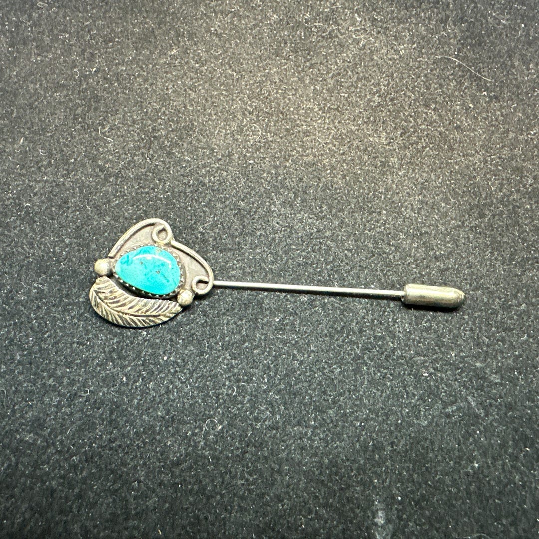 Sterling Silver With Turquoise Floral Stick Pin MARKED - Etsy