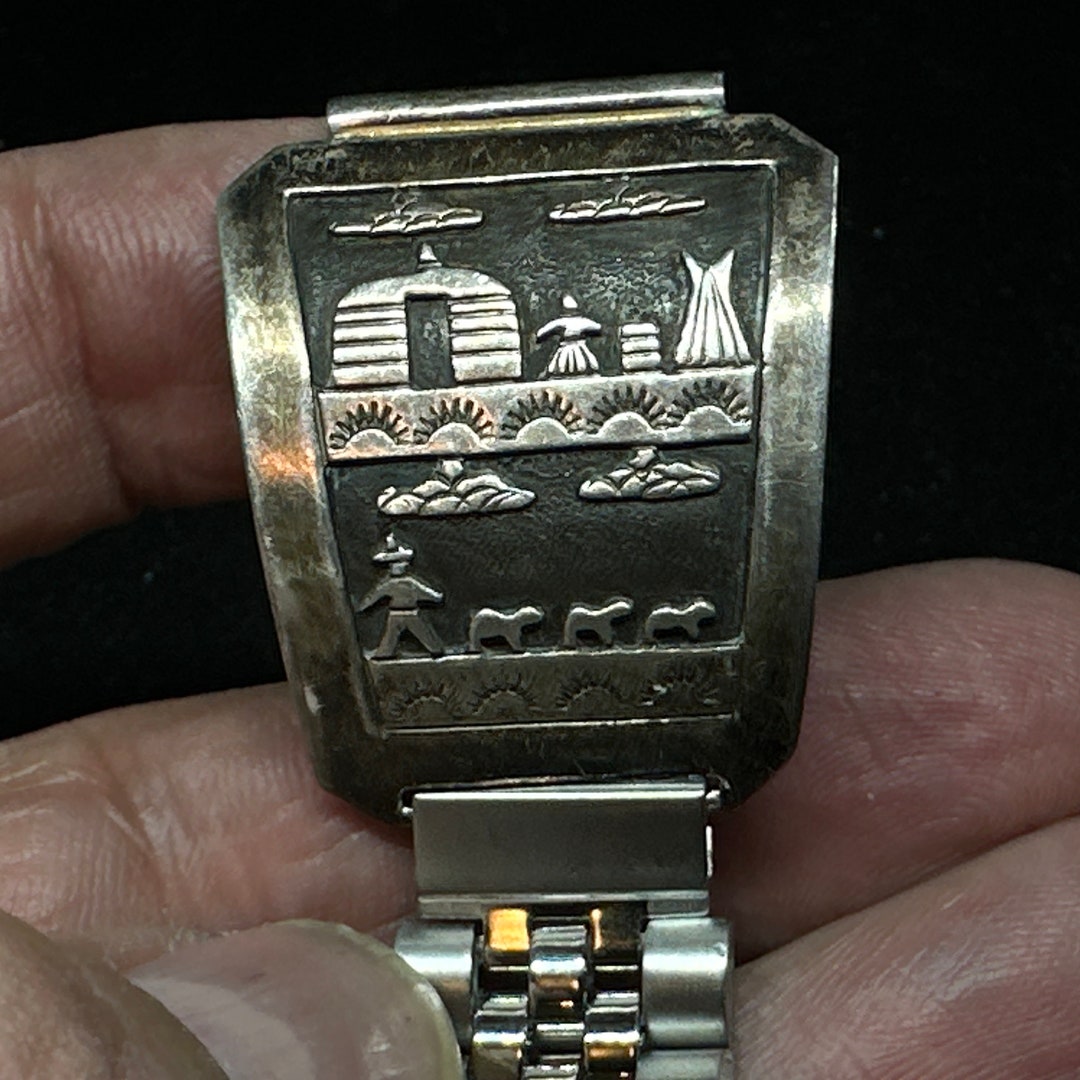 Vintage Old Pawn Sterling Silver Overlay Storyteller Watch Tips on ...