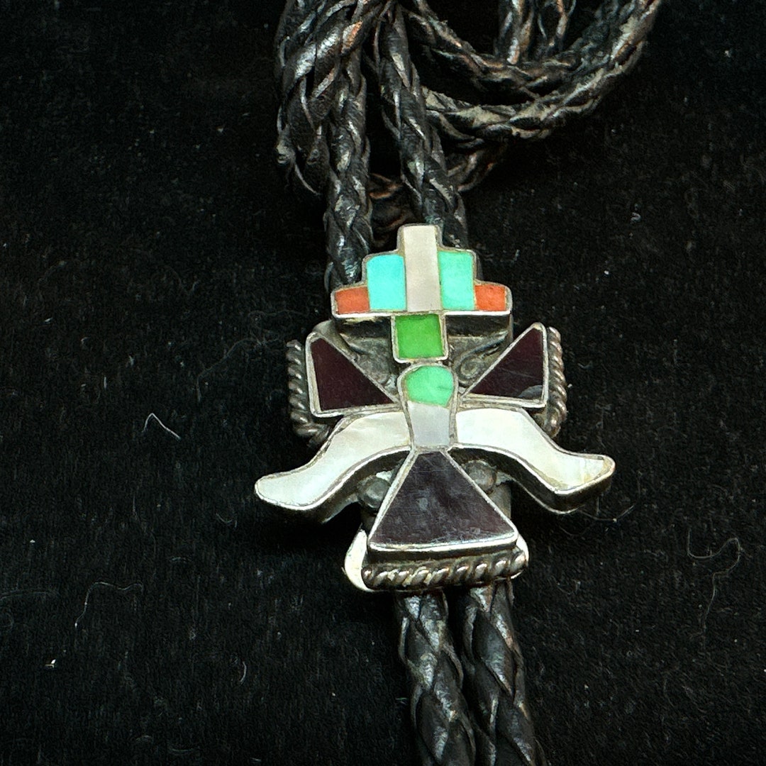 Vintage Old Pawn Sterling Silver With Turquoise Red Coral Onyx Gaspeite ...