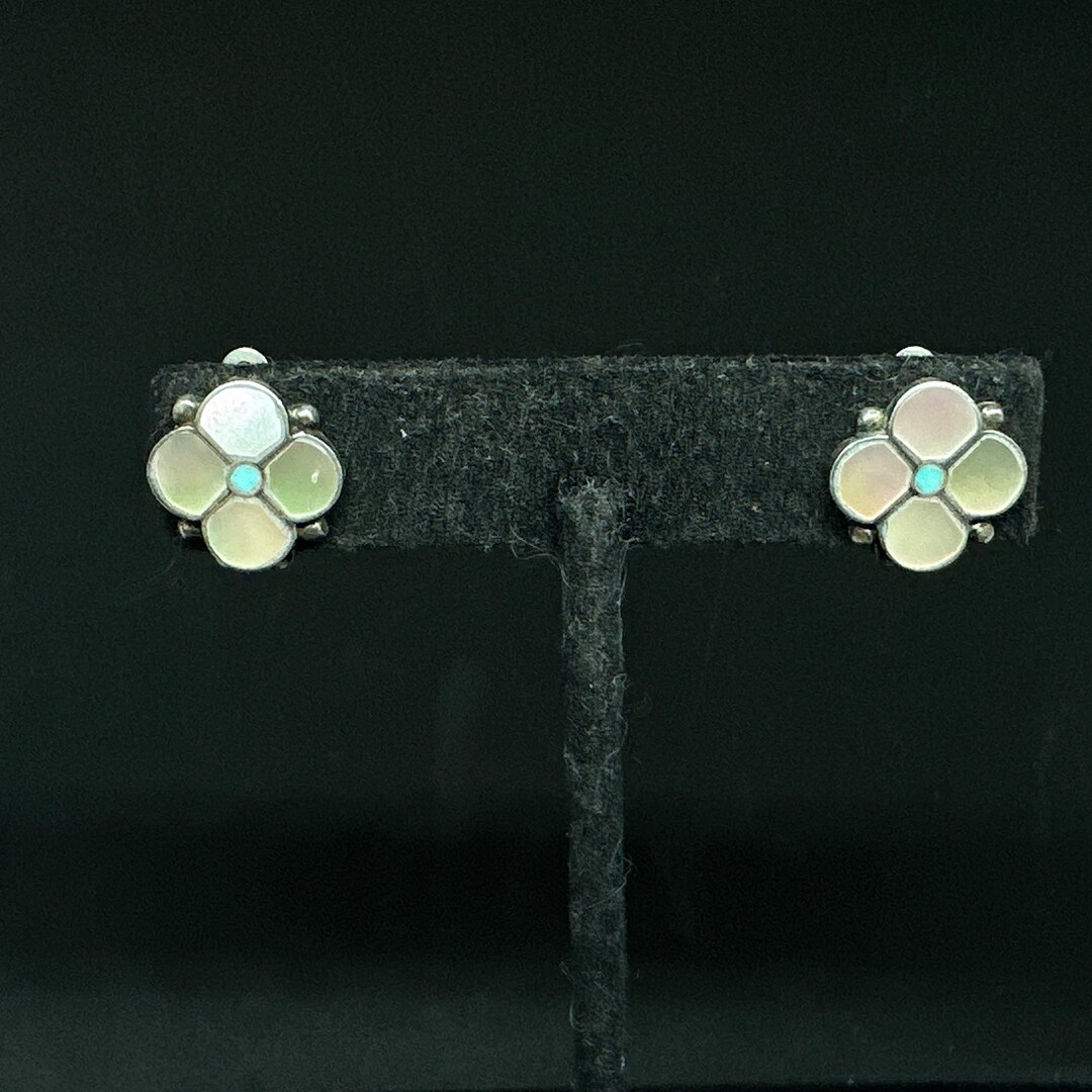 Vintage Old Pawn Zuni Sterling Silver With Mother of Pearl and ...