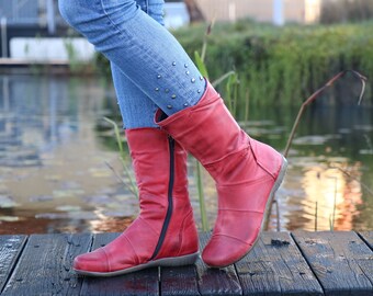 Wide Red Shoes - Etsy