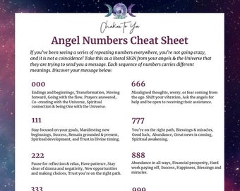 Angel Numbers Cheat Sheet - Etsy