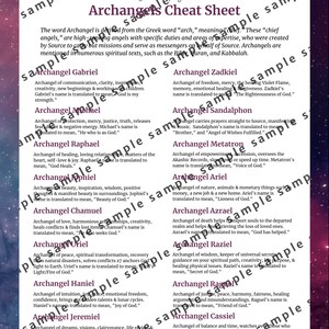 Archangels Cheat Sheet - Etsy
