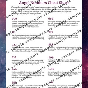 Angel Numbers Cheat Sheet - Etsy