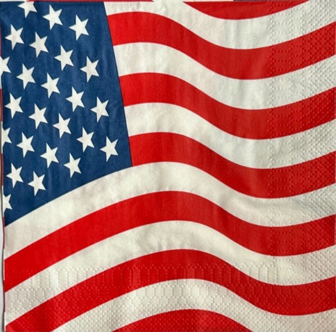 SINGLE NAPKIN - American Flag Decoupage Luncheon Napkin - 2 Ply - Etsy