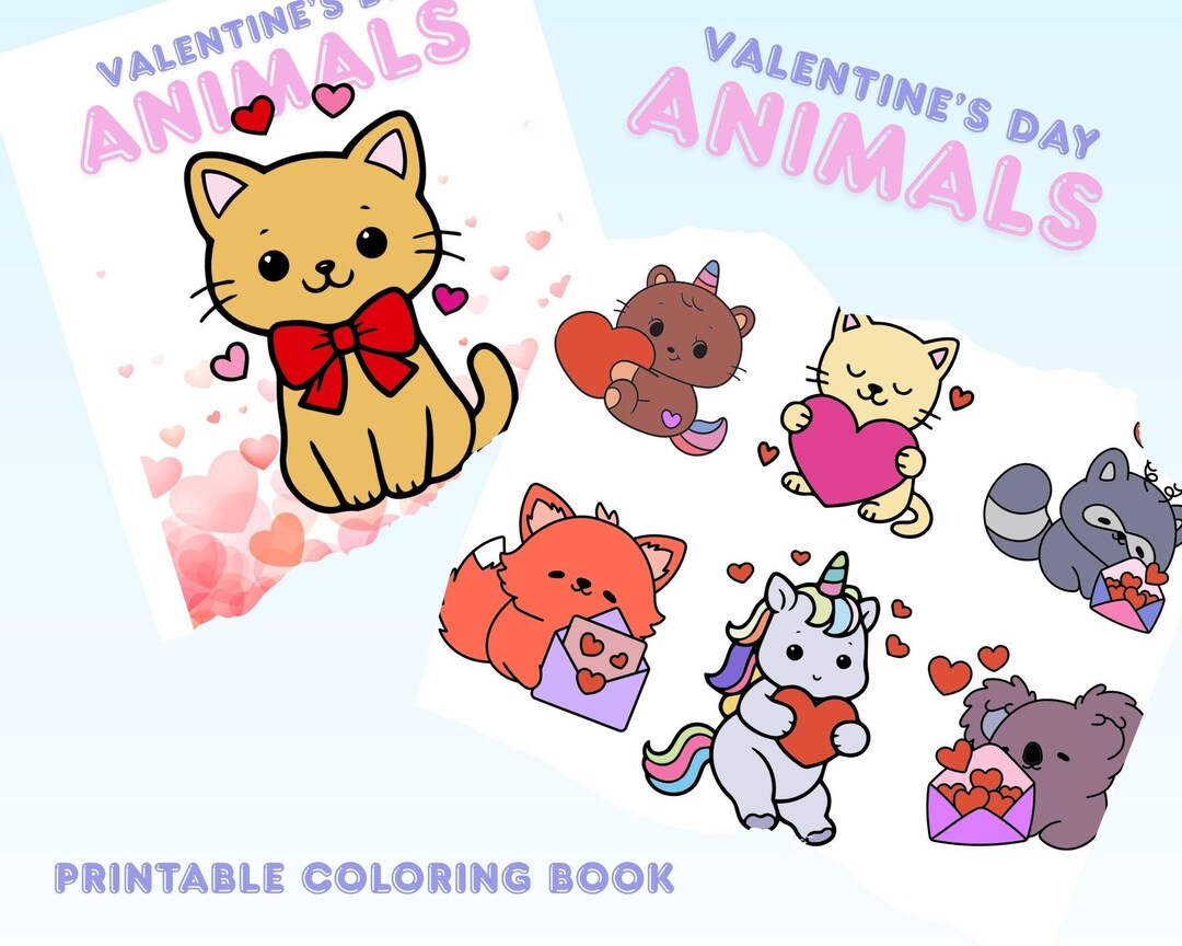 Valentine’s Animals Coloring Book • Valentine Activity for Kids - Etsy