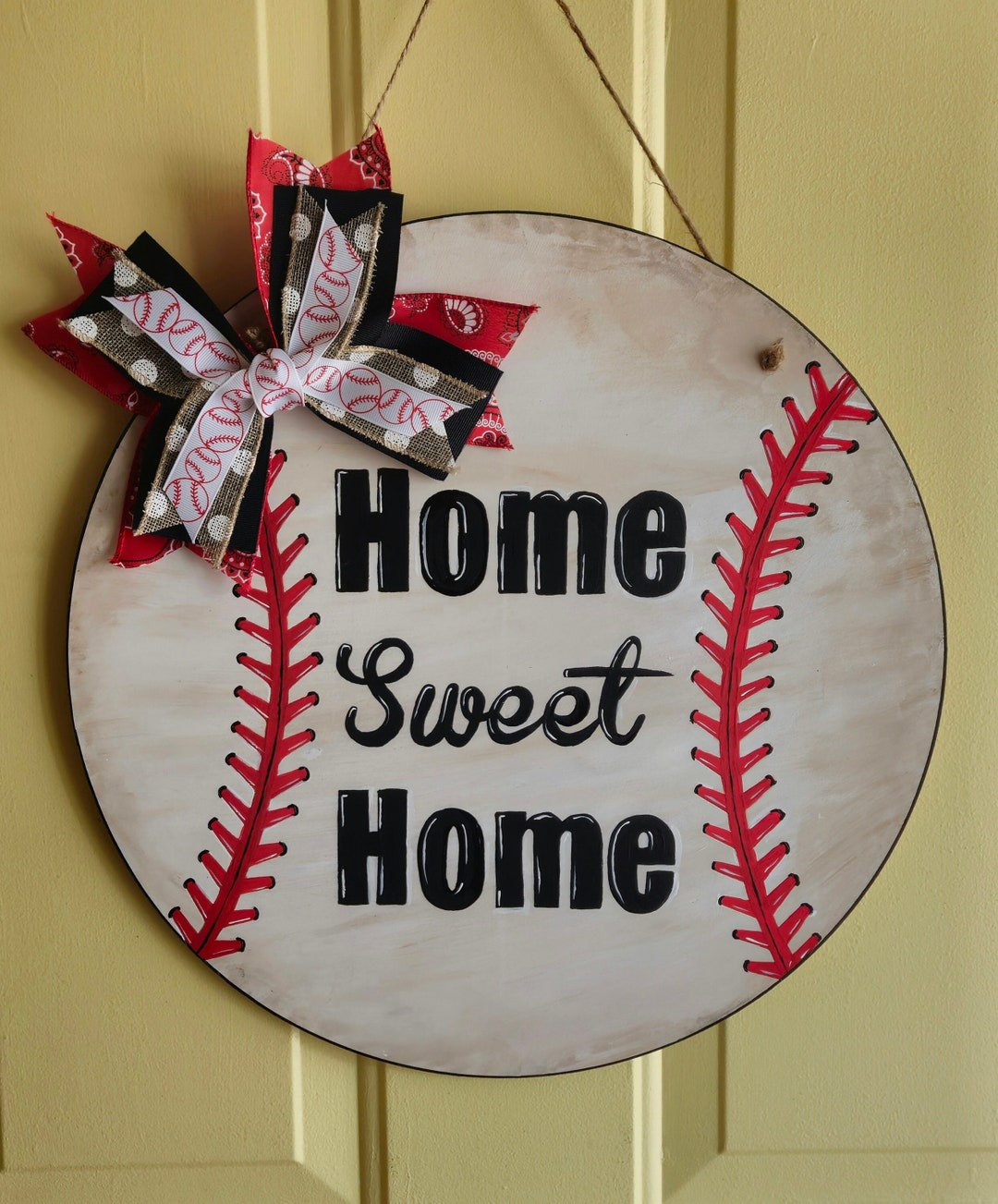 Baseball Door Hanger, Home Sweet Home Sign, Sports Team Banner, Ball ...