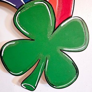 St Patricks Day Door Hanger, Lucky Clover Decor, Rainbow Wreath, St ...