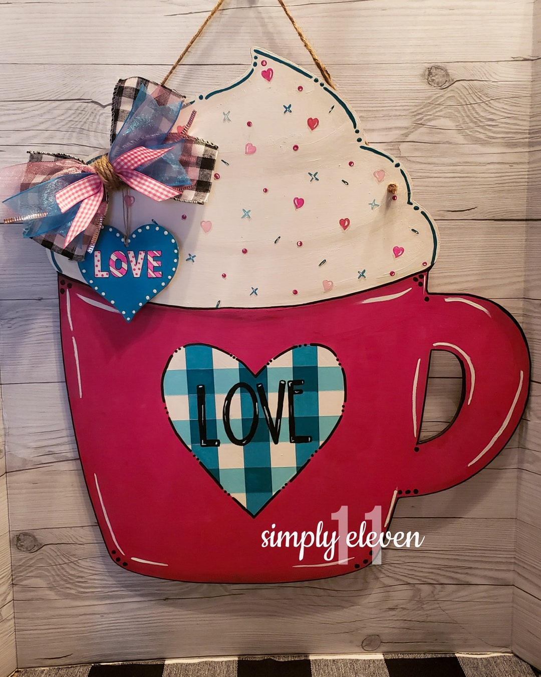 Valentines Day Door Hanger, Coffee Door Decor, Love You A Latte Sign ...