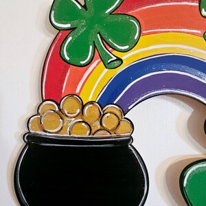 St Patricks Day Door Hanger, Lucky Clover Decor, Rainbow Wreath, St ...