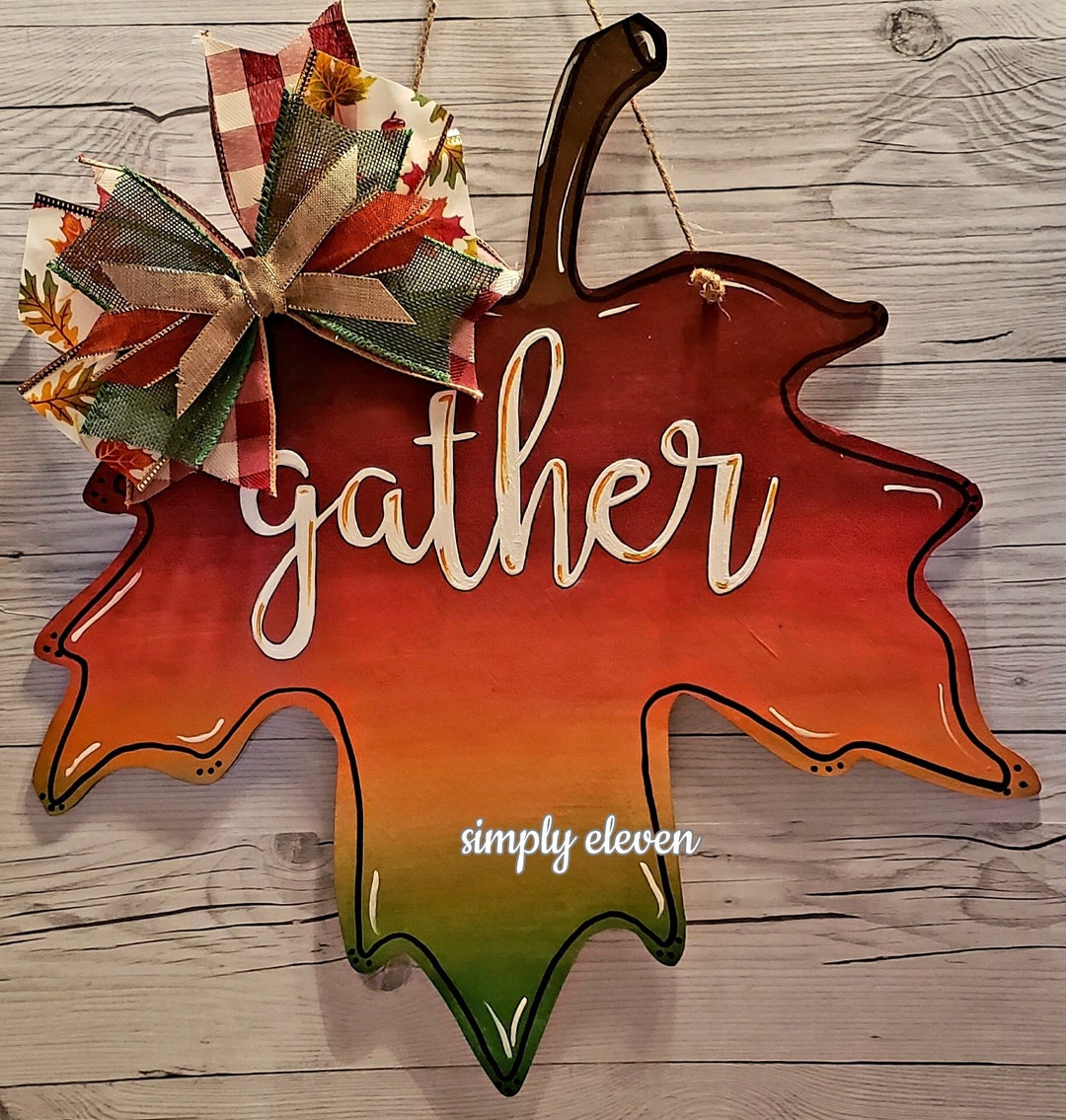 Fall Leaf Door Hanger, Autumn Door Decor, Maple Leaf Sign, Welcome Fall ...