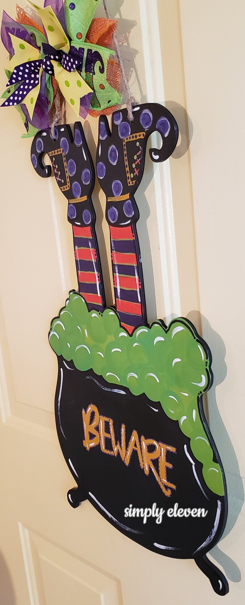 Halloween Door Hanger, Witch Cauldron, Wicked Witch Legs, Witches Brew ...