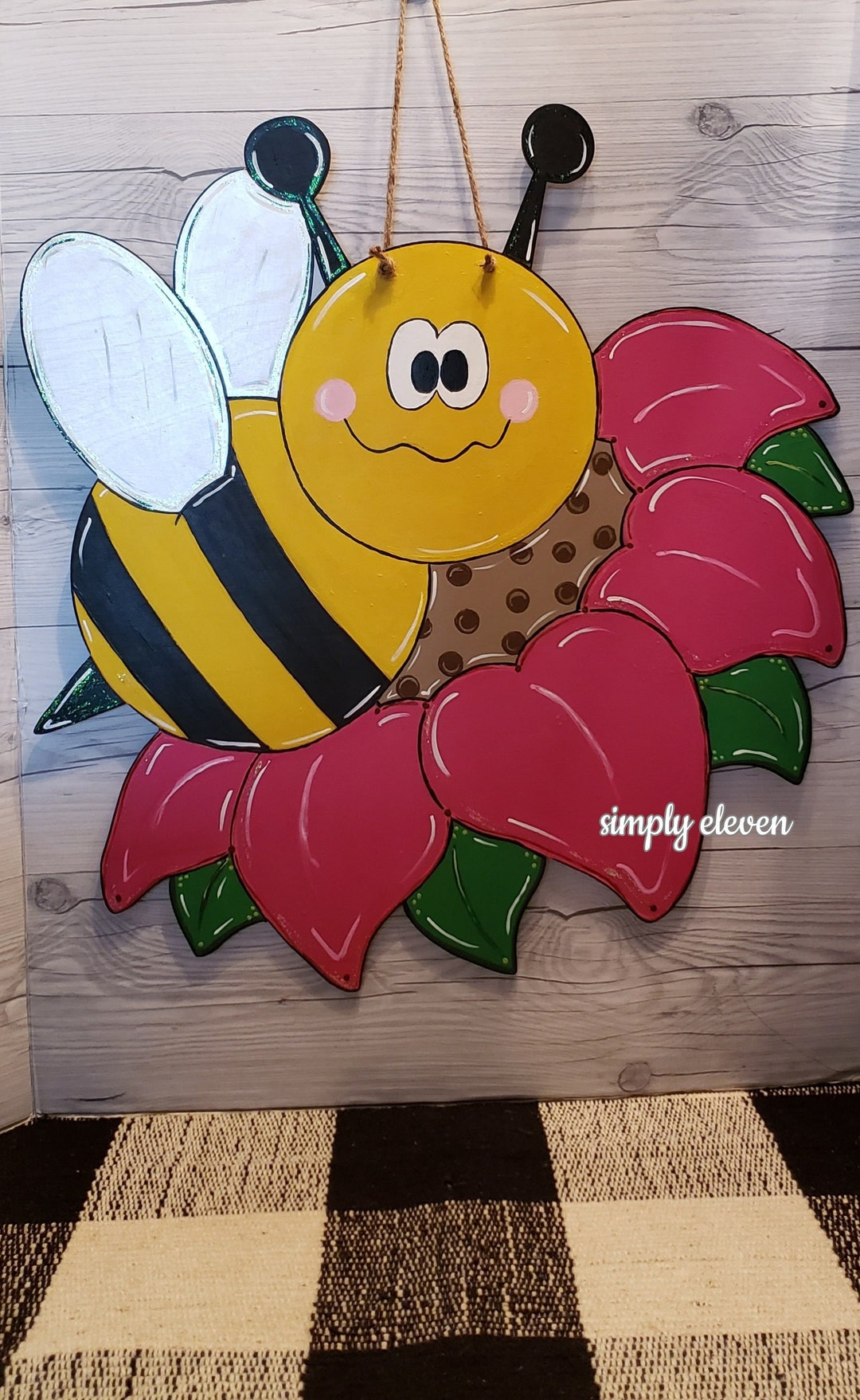 Bee Door Hanger for Front Door, Summer Home Decor, Honey Bee Decoration ...