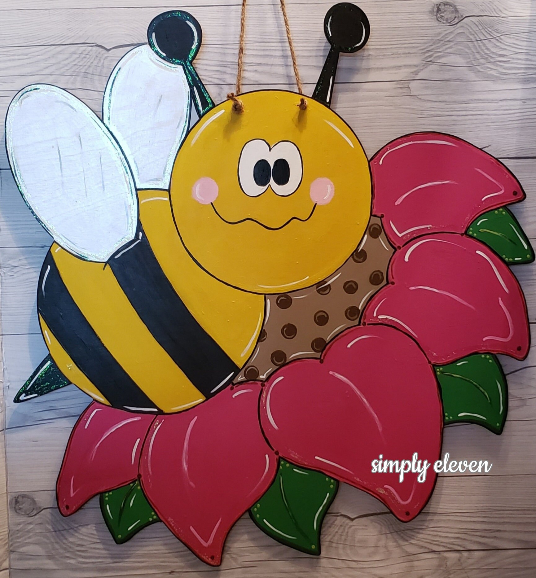 Bee Door Hanger for Front Door, Summer Home Decor, Honey Bee Decoration ...