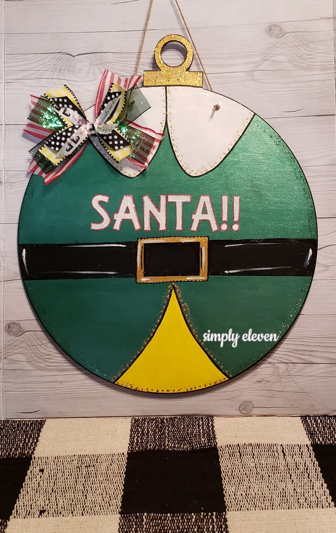 Christmas Door Hanger, Winter Door Decor, Elf Door Decoration ...