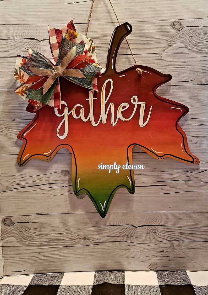 Fall Leaf Door Hanger, Autumn Door Decor, Maple Leaf Sign, Welcome Fall ...