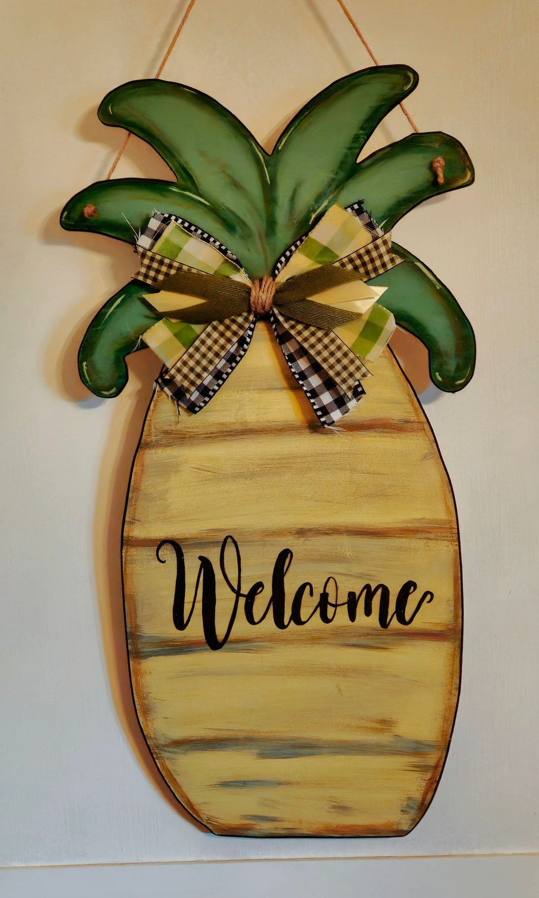 Pineapple Welcome Sign Summer Door Hanger Beach House Decor - Etsy