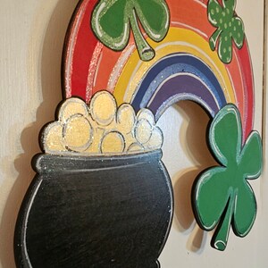 St Patricks Day Door Hanger, Lucky Clover Decor, Rainbow Wreath, St ...