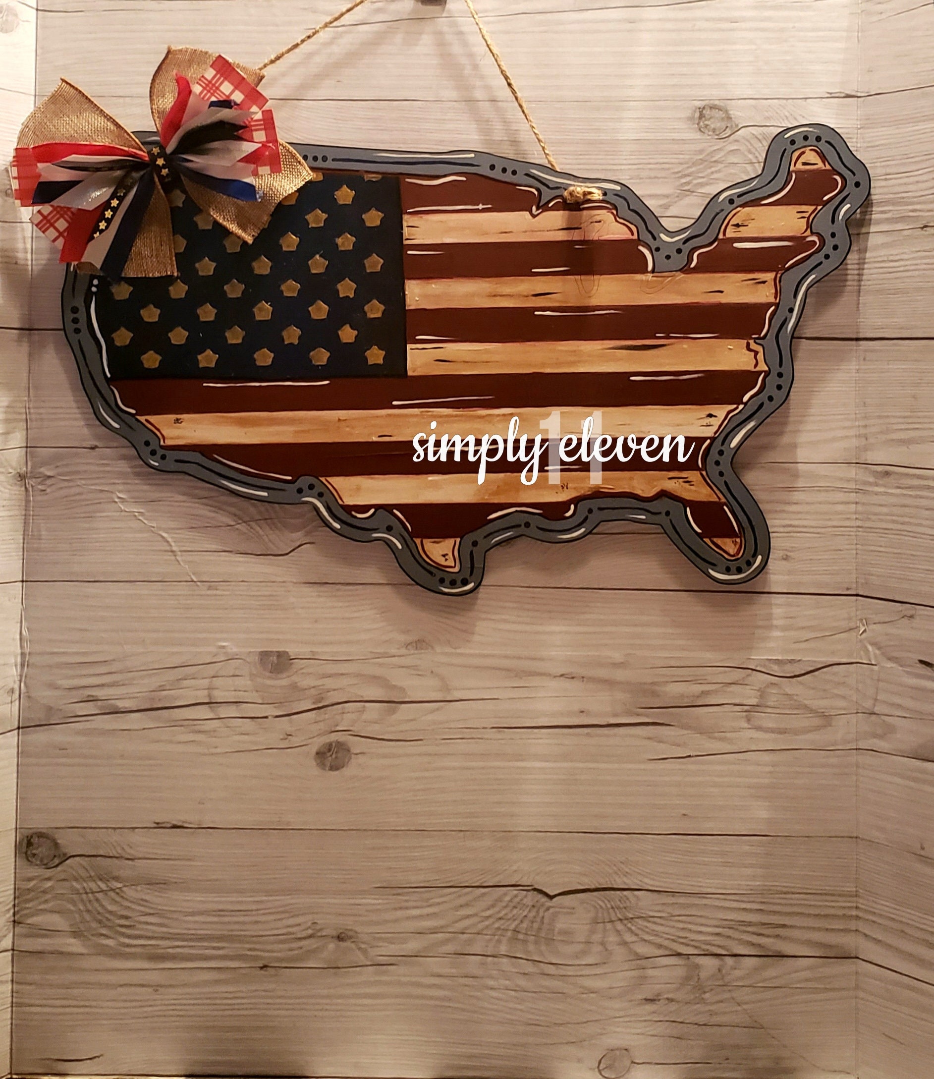 United States Map Decor, Primitive Door Sign, America Door Hanger ...