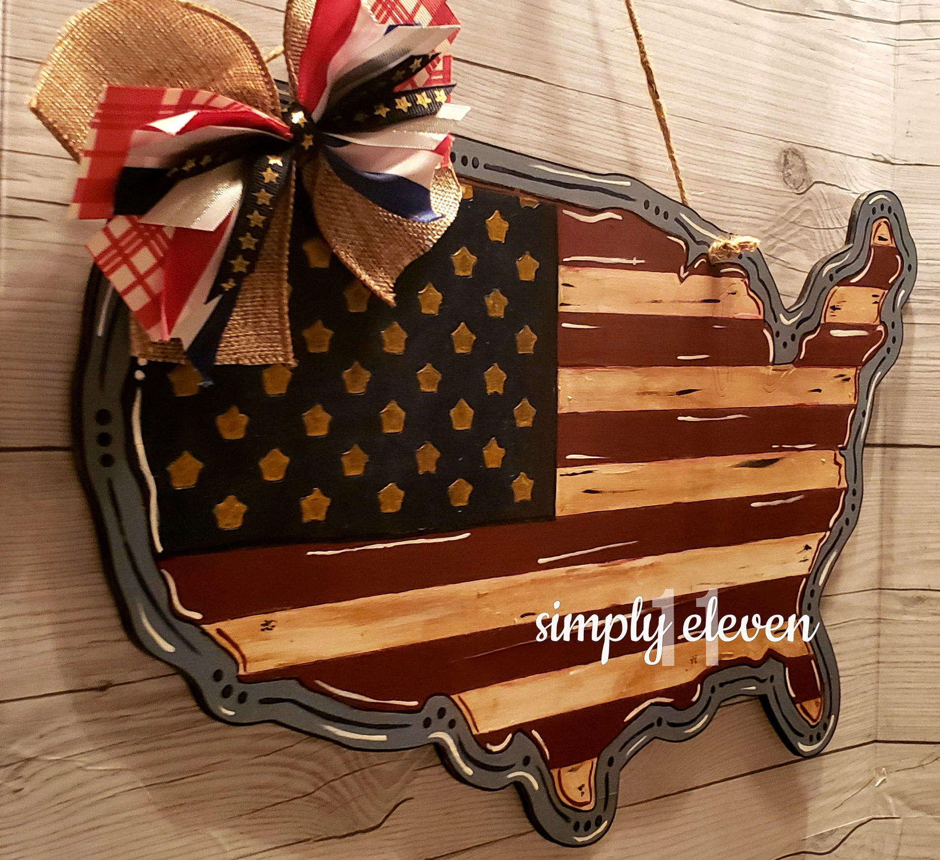 United States Map Decor, Primitive Door Sign, America Door Hanger ...