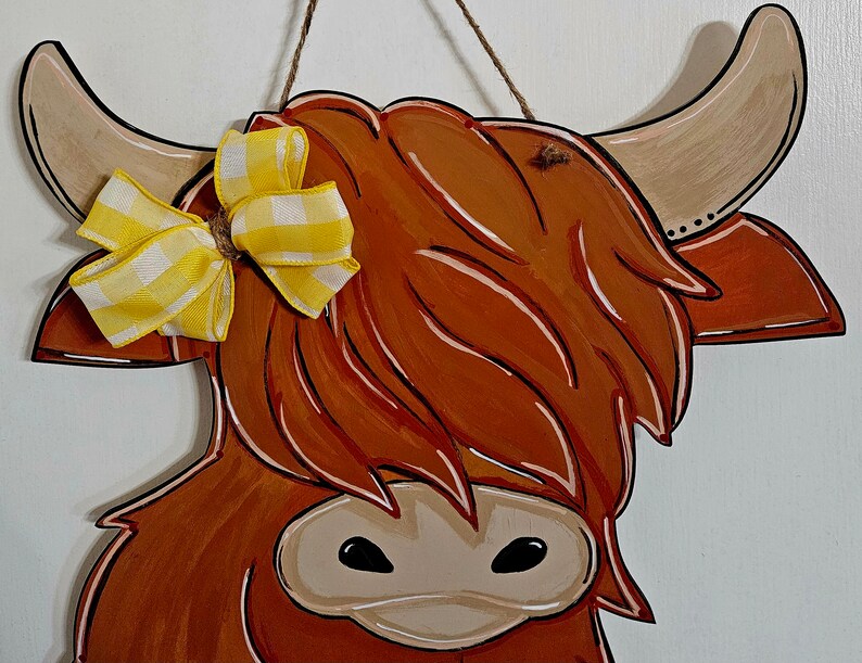 Highland Cow Door Hanger for Front Door, Farmhouse Decoration ...