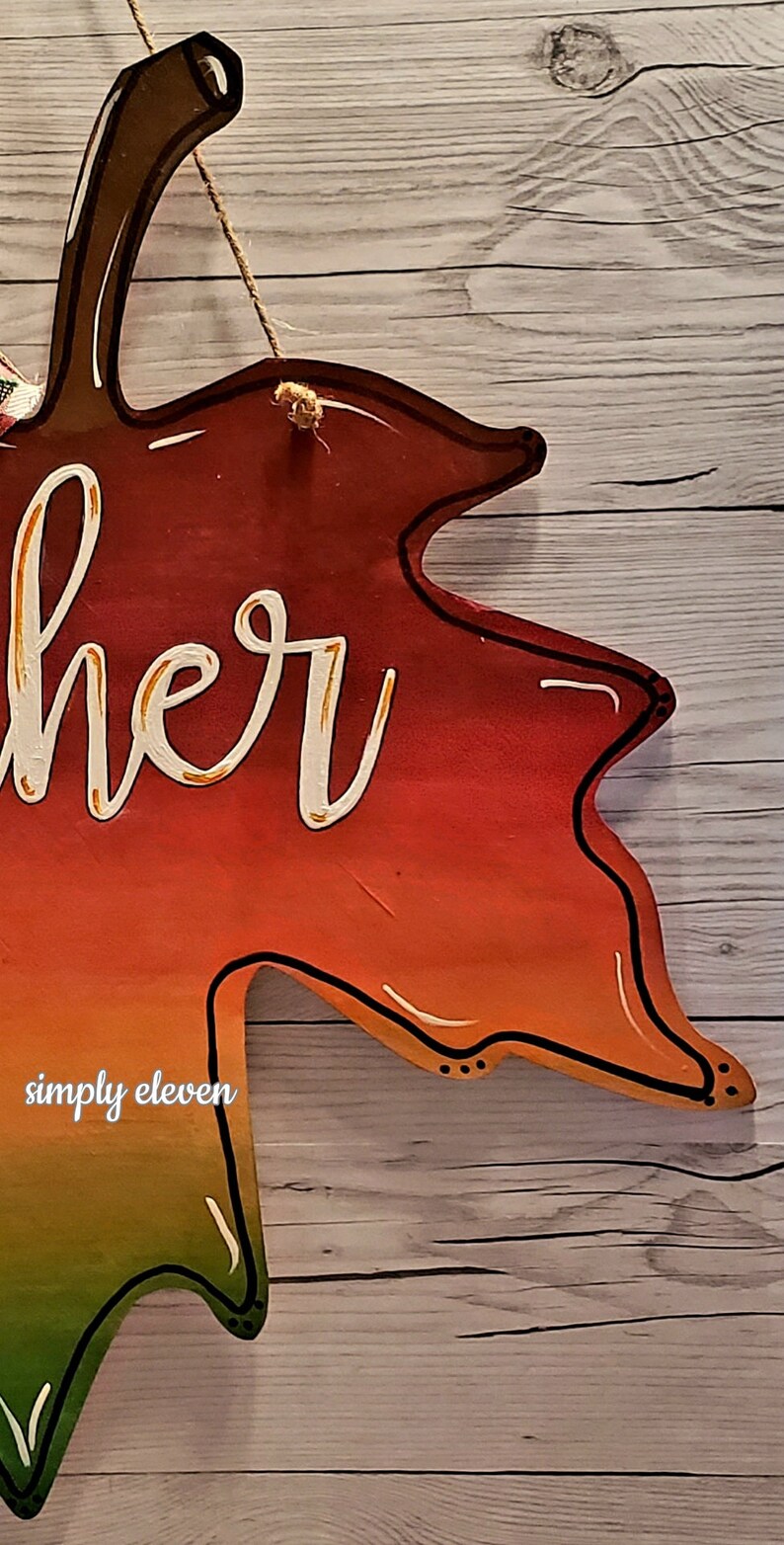 Fall Leaf Door Hanger, Autumn Door Decor, Maple Leaf Sign, Welcome Fall ...