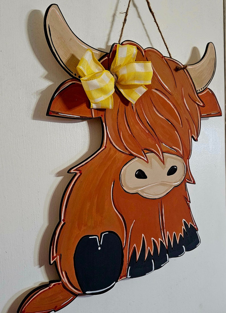 Highland Cow Door Hanger for Front Door, Farmhouse Decoration ...