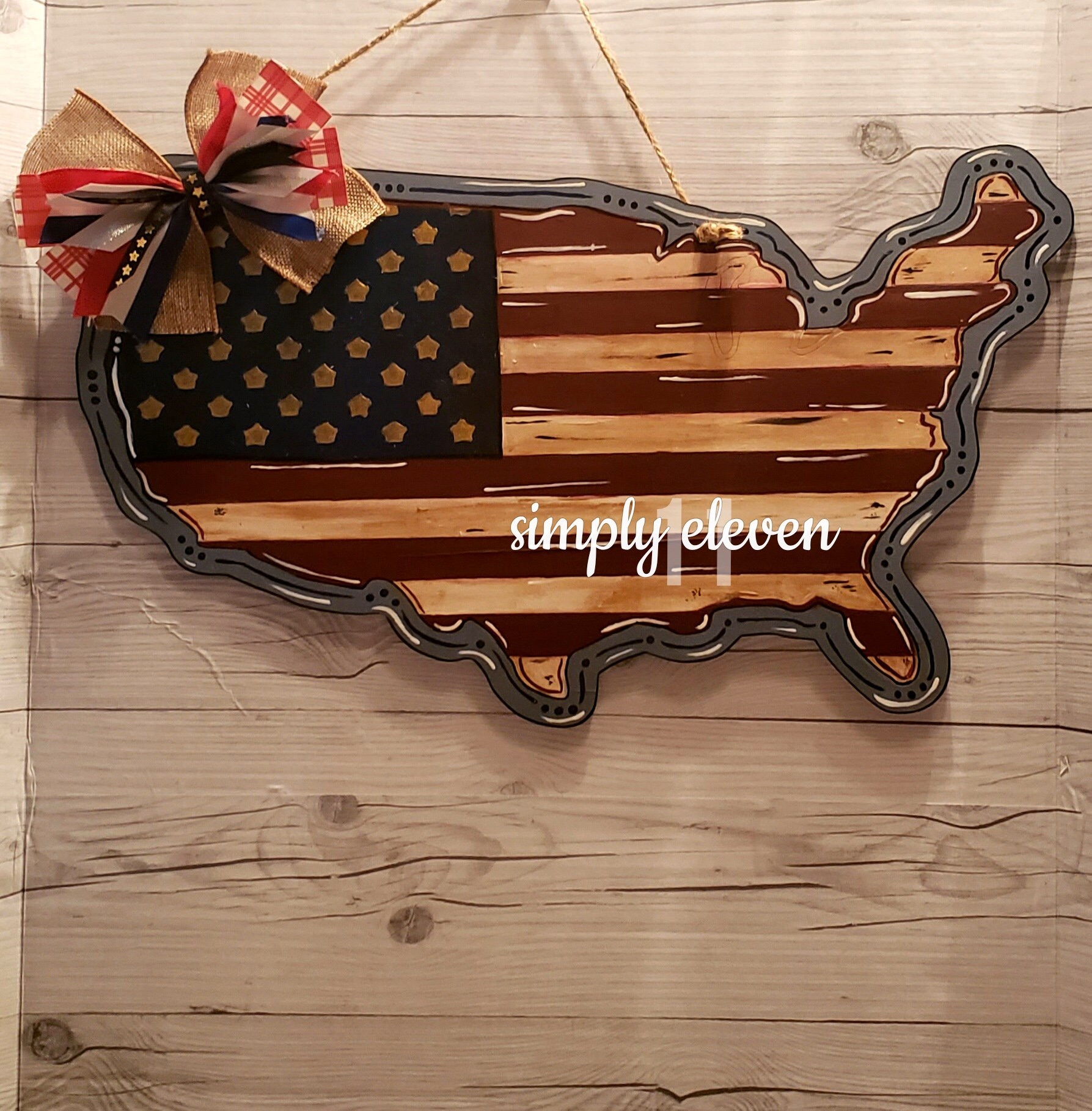 United States Map Decor, Primitive Door Sign, America Door Hanger ...