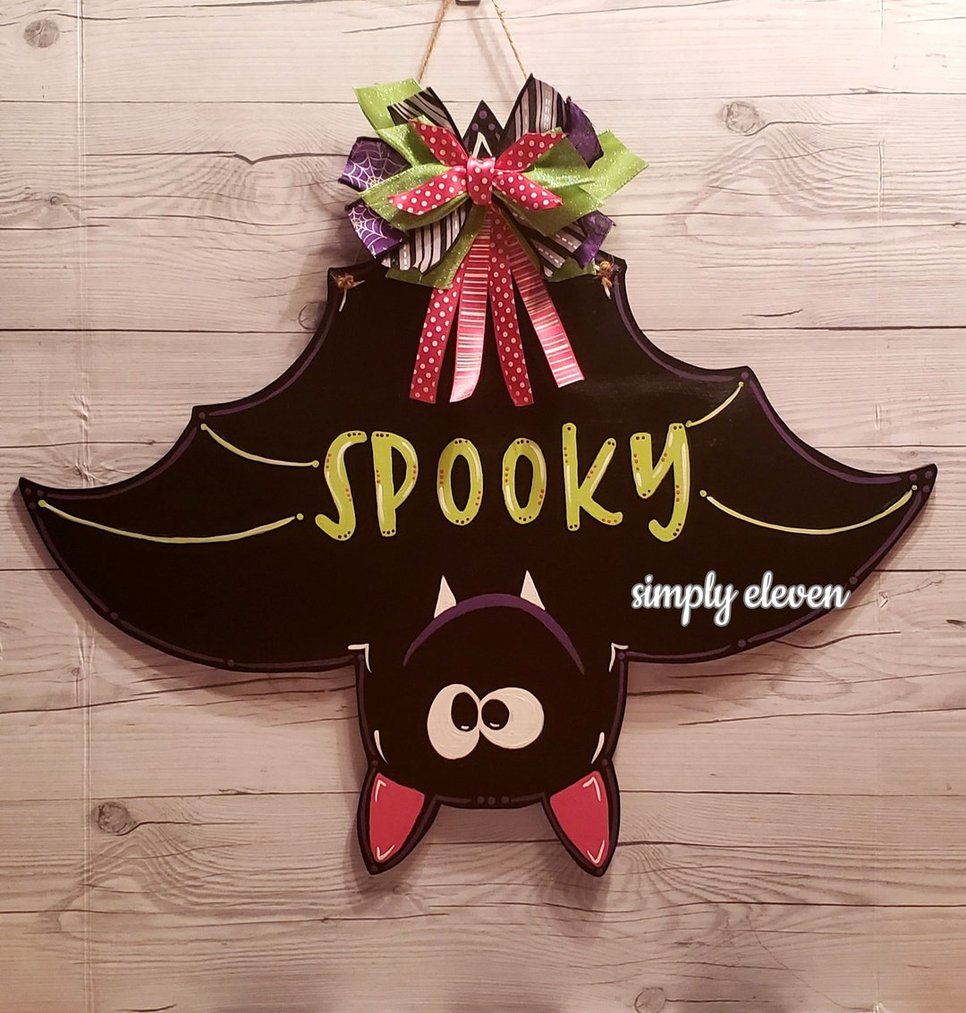 Halloween Door Hanger, Fall Door Decor, Bat Decoration, Spooky Welcome ...