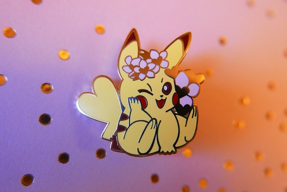 FLOWER CROWN PIKACHU Pokemon Enamel Pin | Etsy