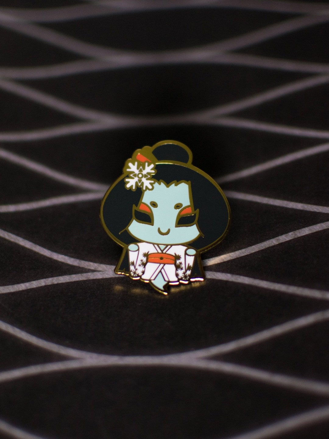 Kawaii to Kowai - Black Haired Yuki Onna Japanese Lore Enamel Pins - Etsy