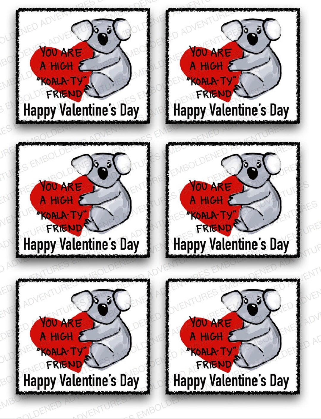 Koala Valentine's Day Card: Printable Koala Bear (digital Download) - Etsy