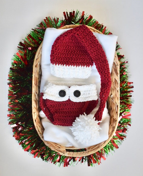 Free Crochet Santa Diaper Cover Pattern Crochet Santa Hat And Diaper