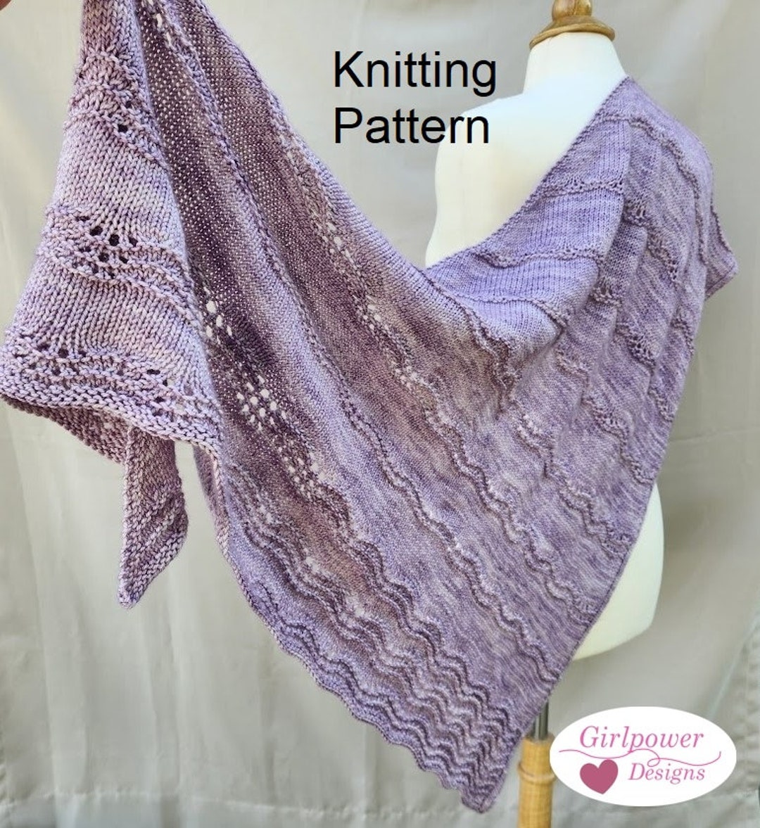 Ripple Lace Shawl Knitting Pattern Corner Side Construction, DK Yarn ...