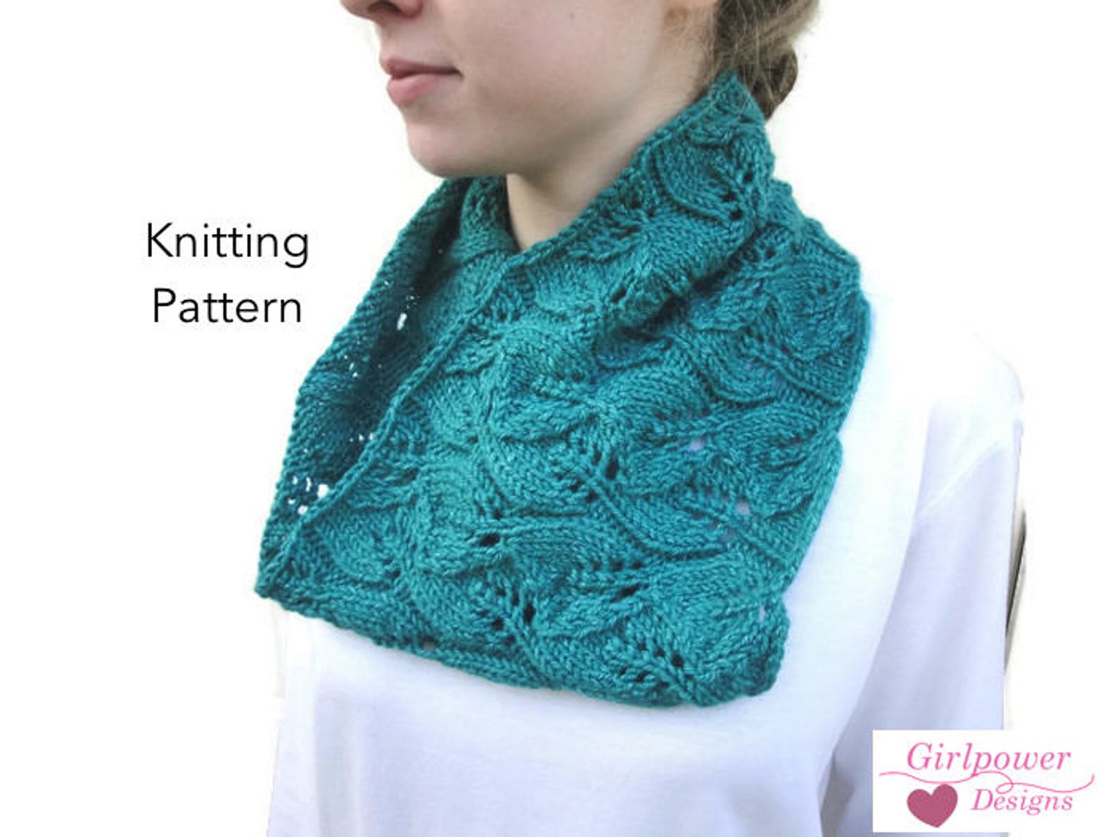 Leaf Design Cowl Scarf Knitting Pattern Easy Knit Lace Loop - Etsy