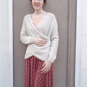 Cross Front Sweater Knitting Pattern, Wrap Front Pullover, Stylish ...