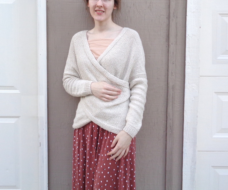 Cross Front Sweater Knitting Pattern Wrap Front Pullover | Etsy