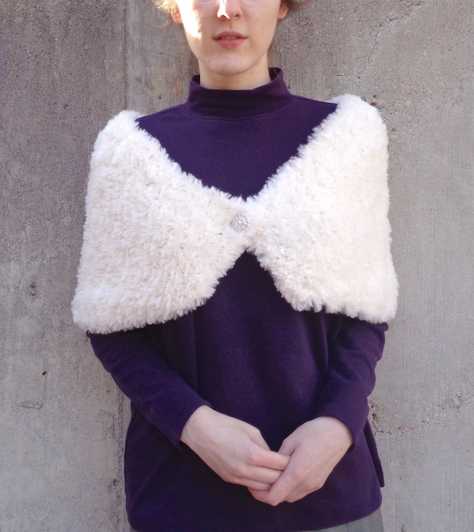 Shoulder Warmer Stole Knitting Pattern Capelet Cape Faux Fur | Etsy