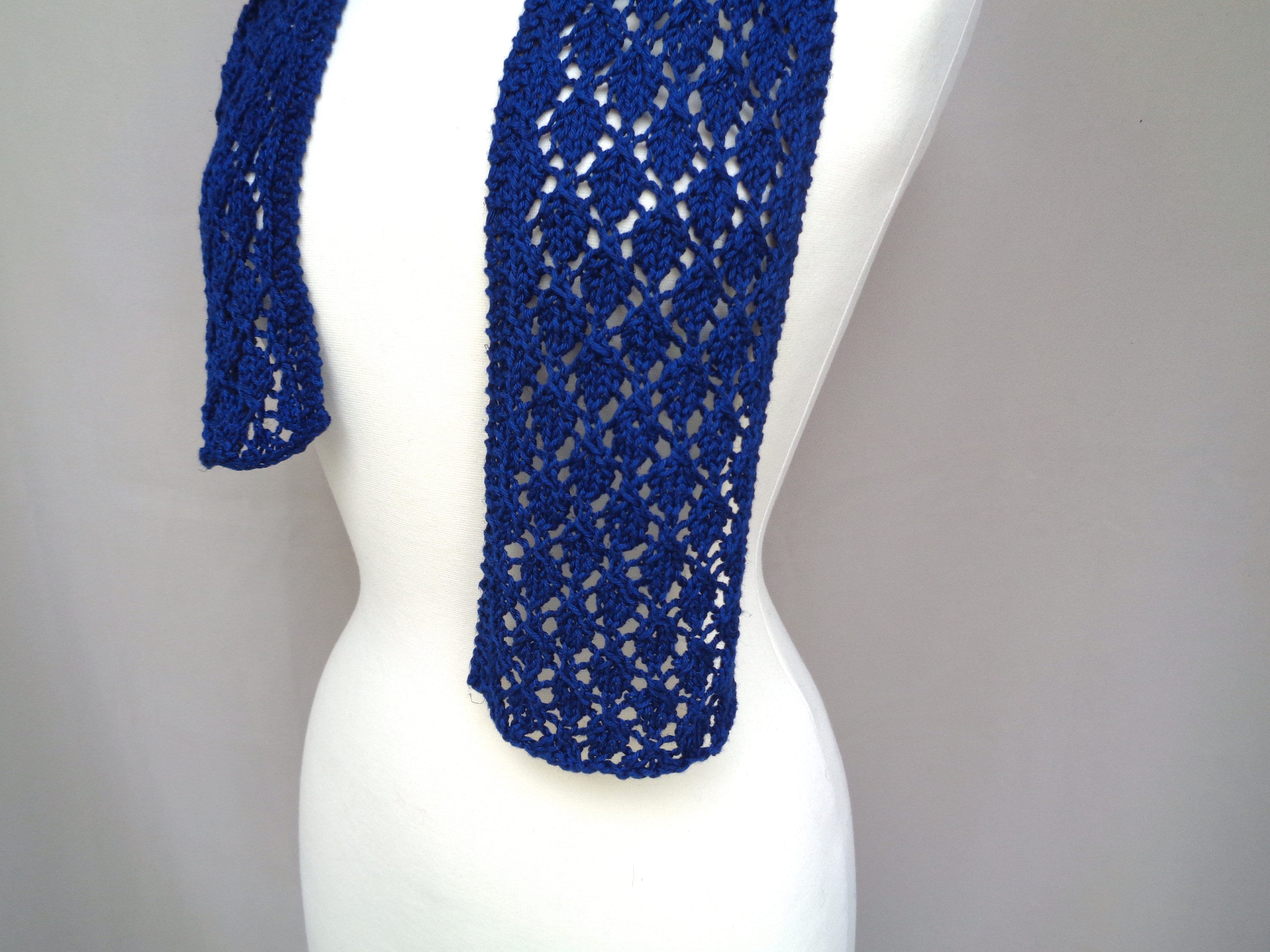 Diamond Lace Scarf Knitting Pattern Easy Knit Lacy Design DK - Etsy