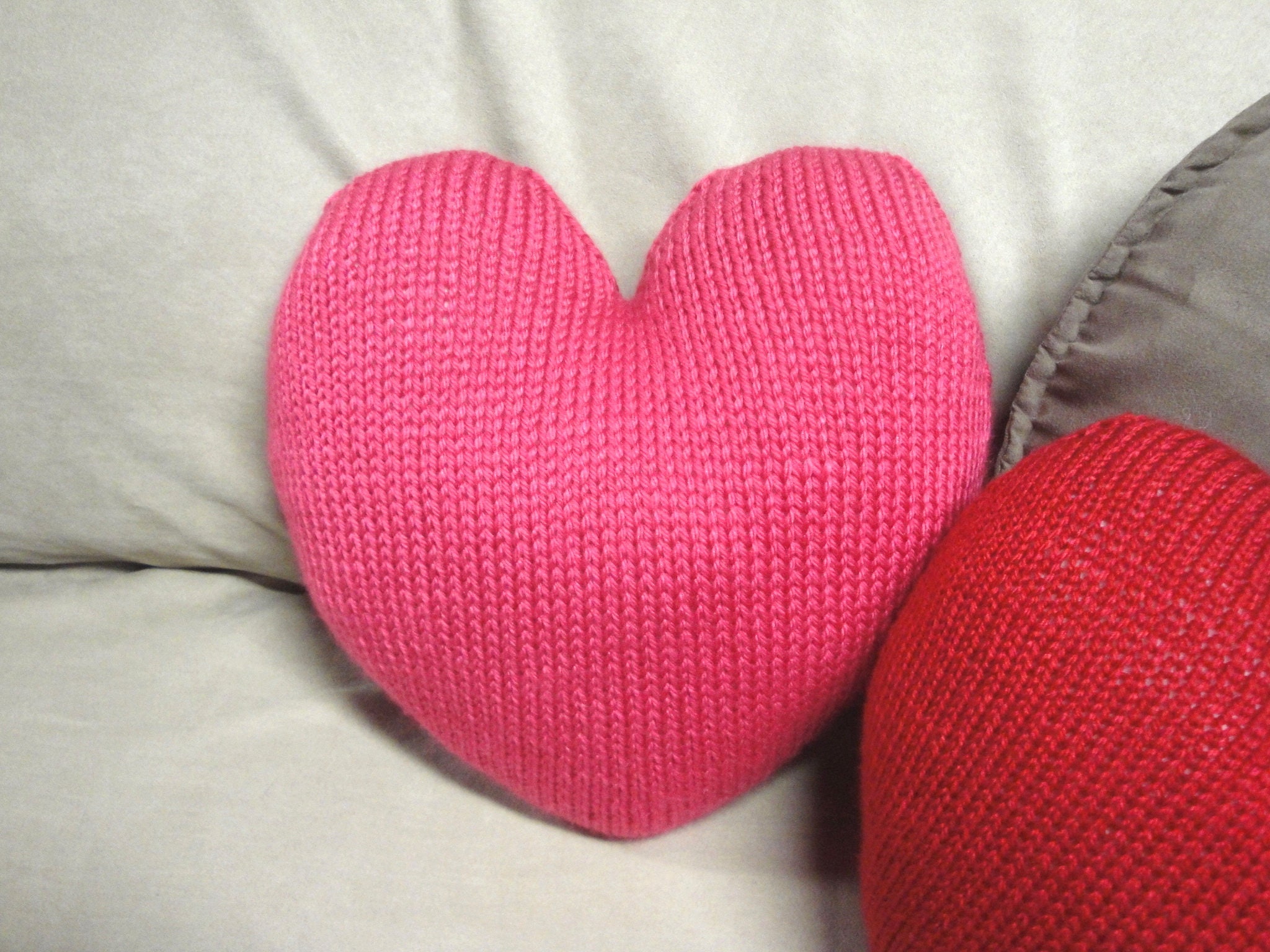 Sweet Heart Pillow Knit Pattern Heart Shaped Cushion Throw - Etsy