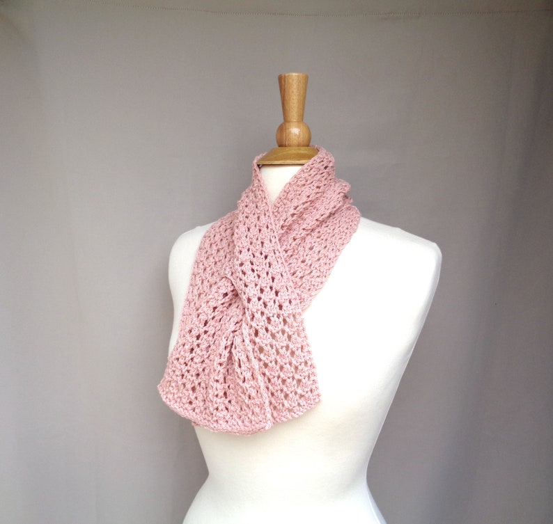 Pull Through Scarf With Lace Texture, Easy Knit Pattern, Keyhole Neck ...