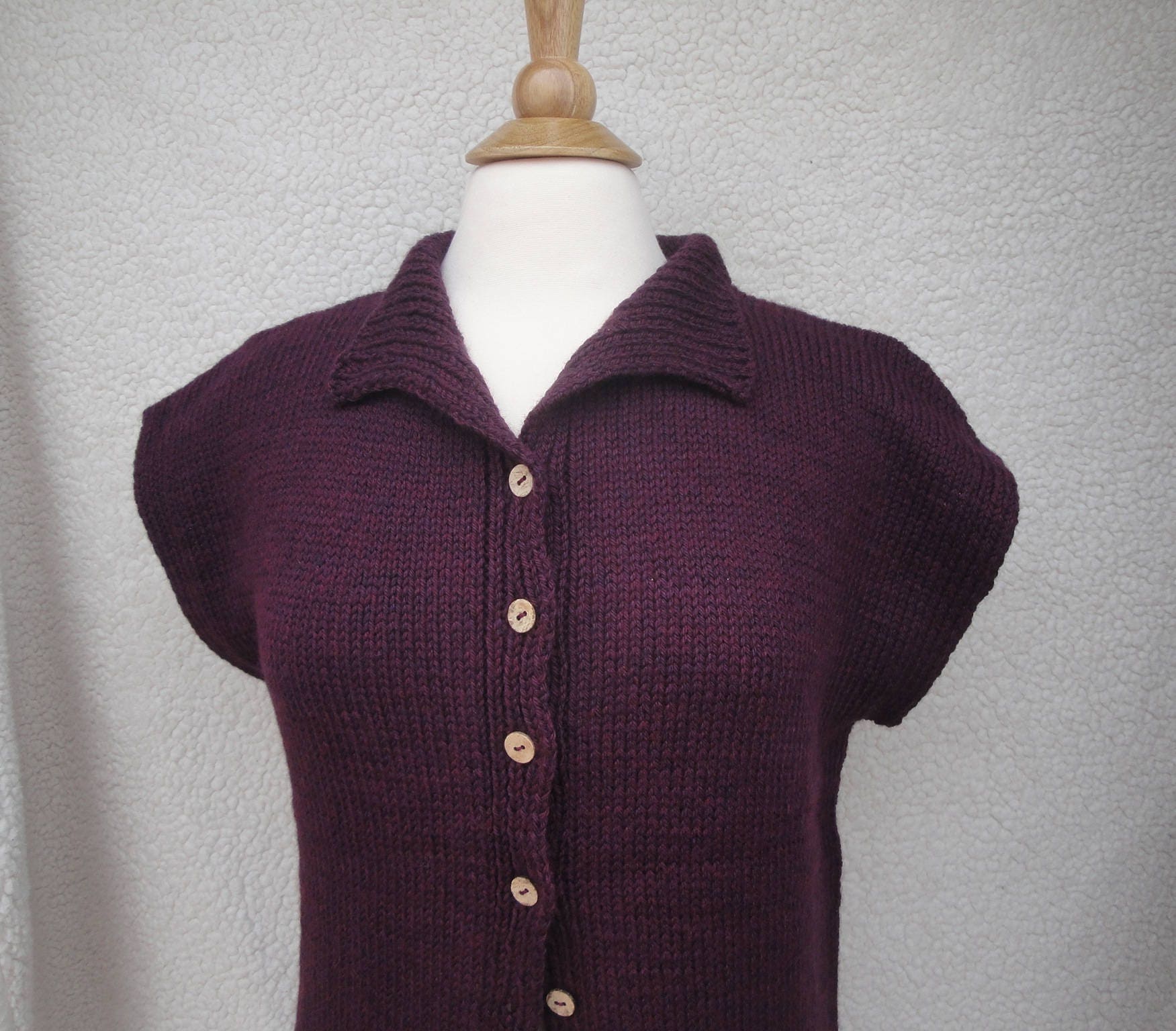 Funnel Neck Vest PDF Knitting Pattern Short Sleeve Cardigan - Etsy