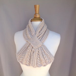Keyhole Scarf With Cables Knitting Pattern, Pull Through Neck Warmer ...