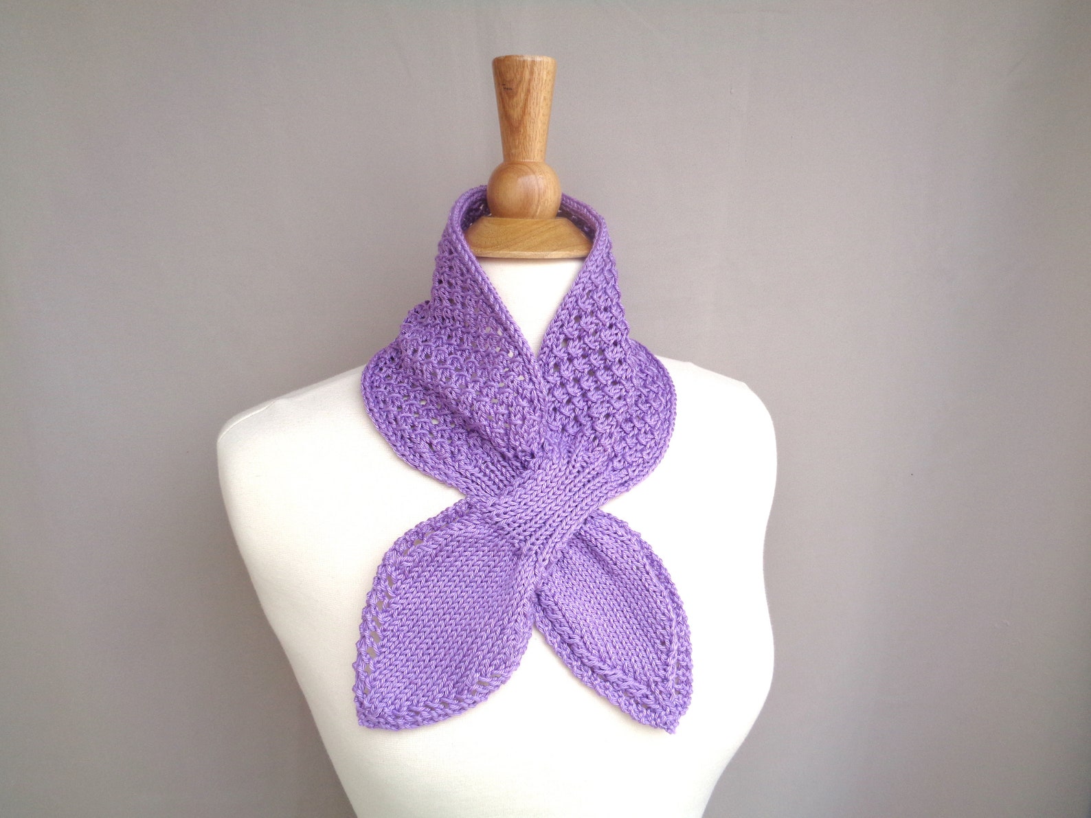Knot Lace Ascot Scarf Knitting Pattern, Neck Warmer With Bow Leaf Ends ...