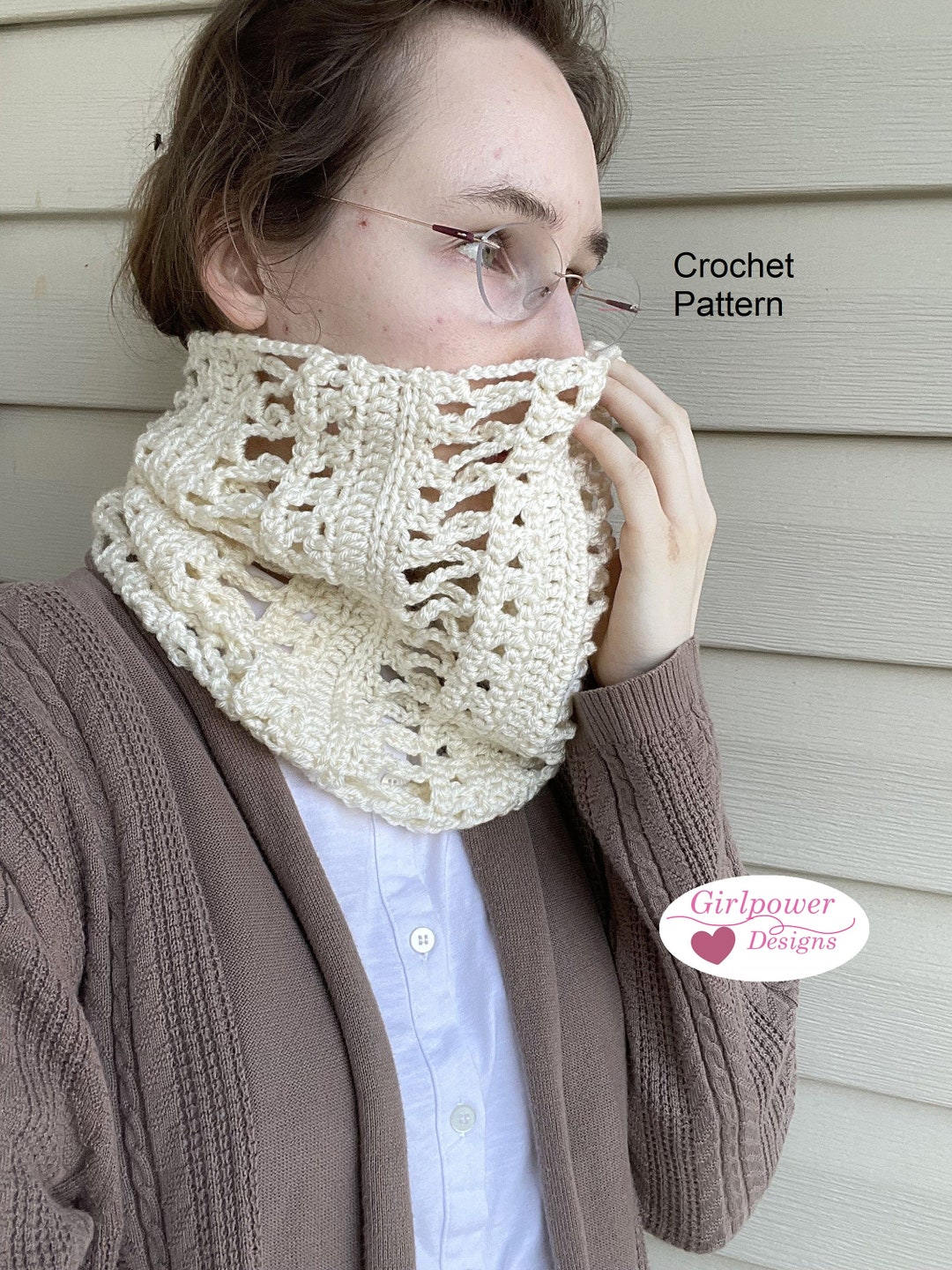 Lacy Cowl Scarf Crochet Pattern, Mesh Lace Loops, Neck Warmer Loop ...